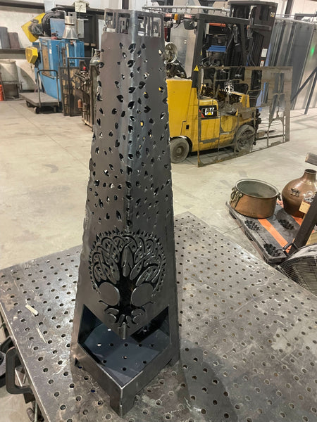 4ft Steel Chimenea with Tree of Life Design – Nashville Metal Art