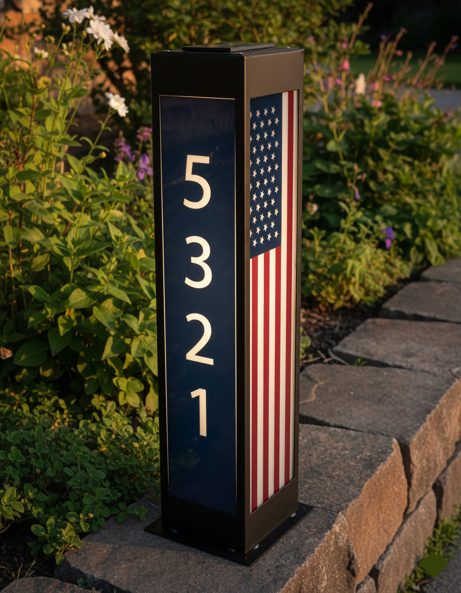 Patriotic Solar Address Pillar | Liberty Address Pillar by Nashville ...