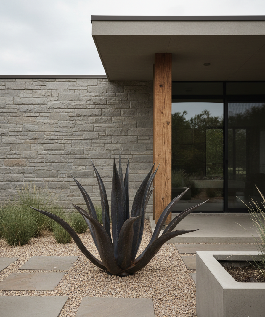 Iron Agave Sculpture | Handmade Modern Ranch Garden Decor – Nashville ...